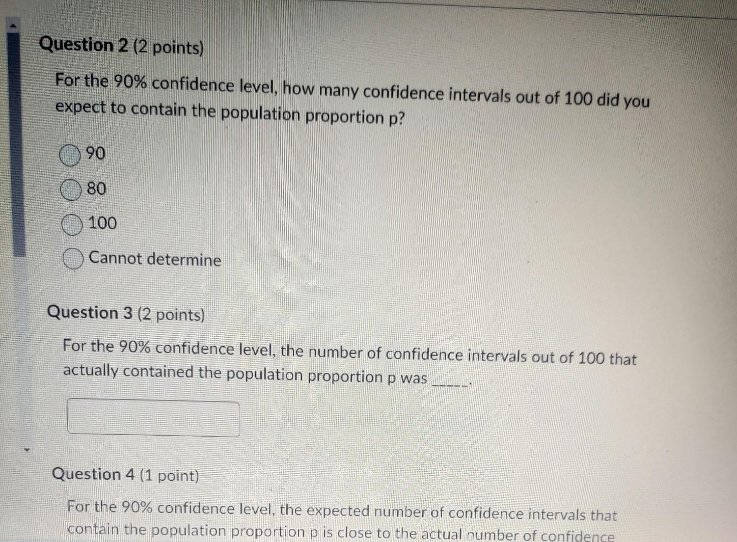 Solved Create 100 proportion confidence intervals with 90% | Chegg.com