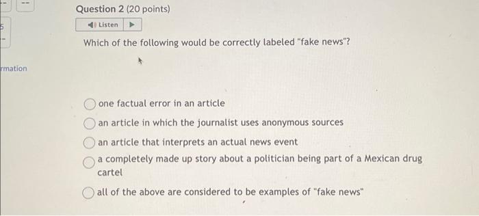 Solved 1 rmation Question 2 (20 points) Listen Which of the | Chegg.com