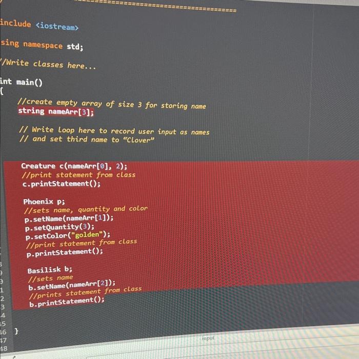 Solved nclude 〈iostream〉 ing namespace std; Write classes | Chegg.com