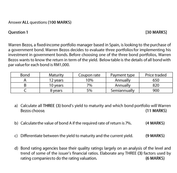 Solved Answer ALL questions (100 MARKS) Question 1 [30 | Chegg.com