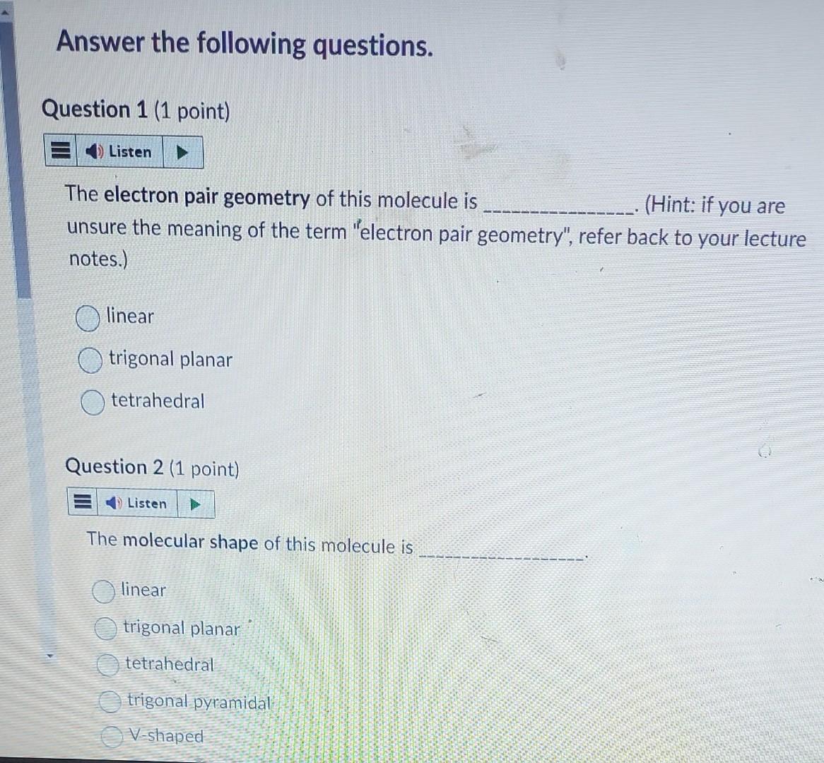 Solved Molecule Model \#1 (Question 1 - 4) Study the model | Chegg.com