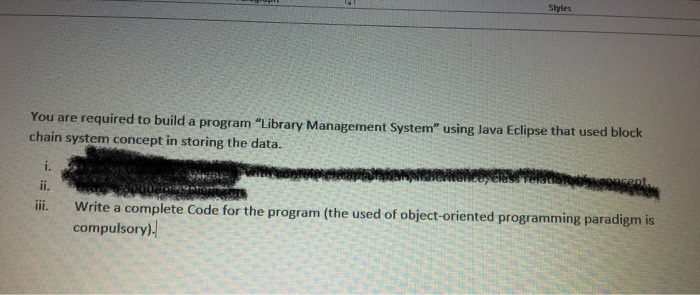 Solved Styles You are required to build a program "Library | Chegg.com