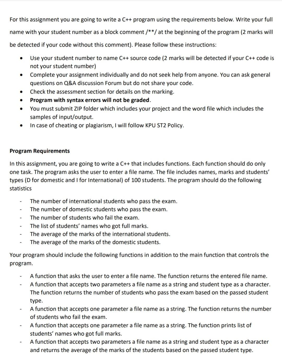 Solved For This Assignment You Are Going To Write A C