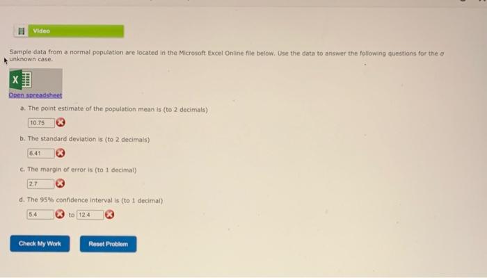 Solved E HNrmula Used HN/A F GSample data from a normal | Chegg.com