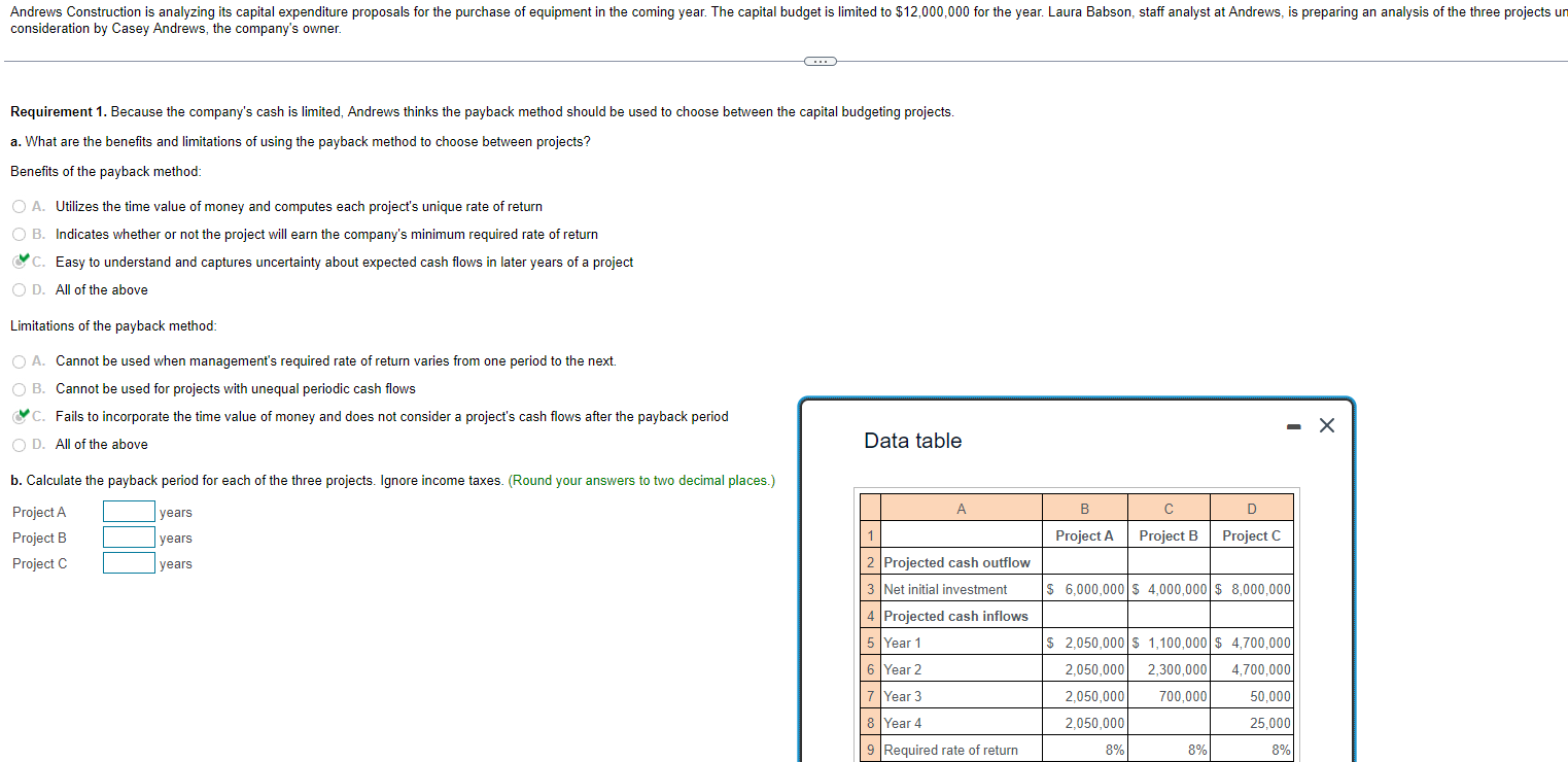 Solved consideration by Casey Andrews, the company's | Chegg.com