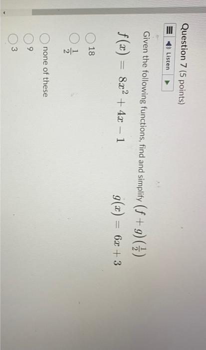 Solved Given the following functions, find and simplify | Chegg.com