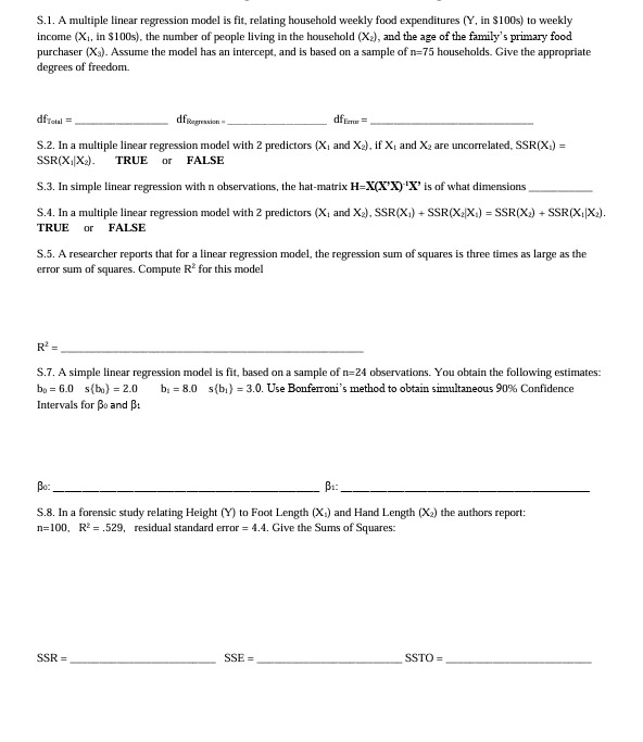 Solved No need to answer the true or false questions! Please | Chegg.com