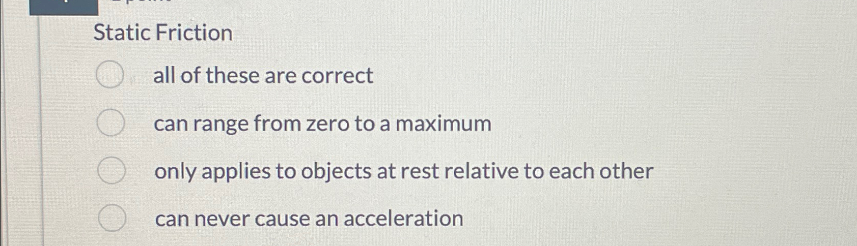Solved Static Frictionall of these are correctcan range from | Chegg.com