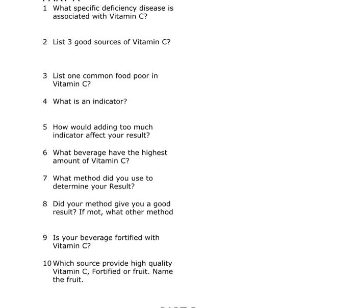 Solved 1 What specific deficiency disease is associated with | Chegg.com