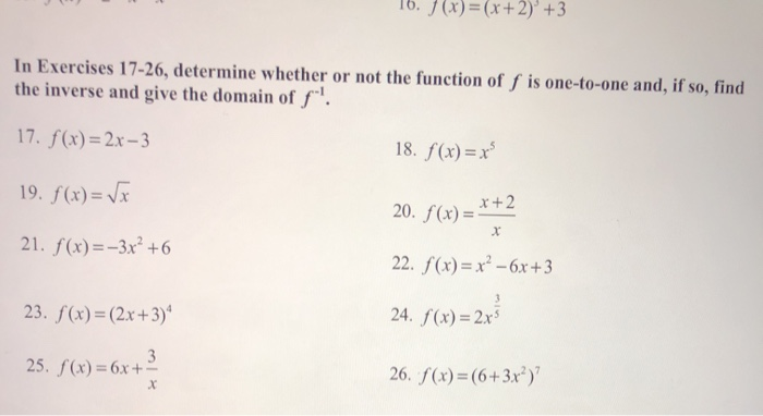 Solved 16. } (x) = (x + 2) + 3 In Exercises 17-26, determine | Chegg.com