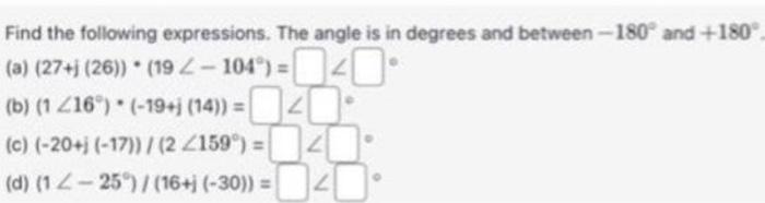 Solved Find the following expressions. The angle is in | Chegg.com