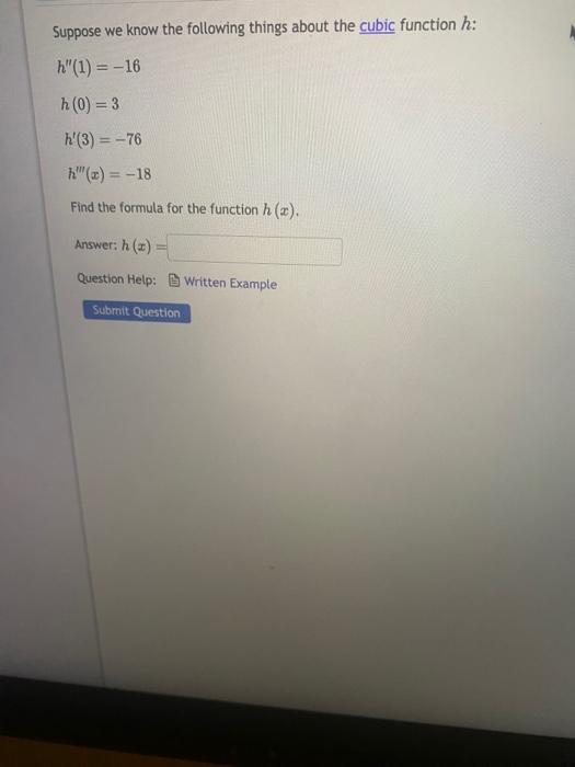 Solved Suppose we know the following things about the cubic | Chegg.com