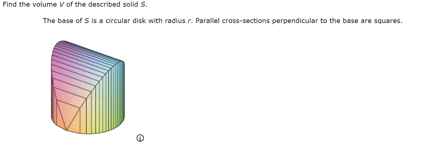 Solved Find the volume V of ﻿the described solid S.The base | Chegg.com