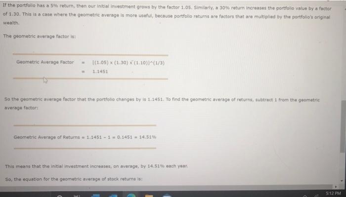 Solved 4. Arithmetic and geometric averages Arithmetic | Chegg.com