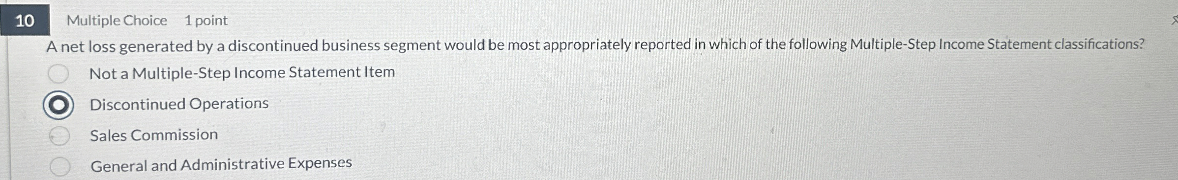 High Quality SOLUTION 10Multiple Choice 1 ﻿pointA net loss generated by a | Chegg.com