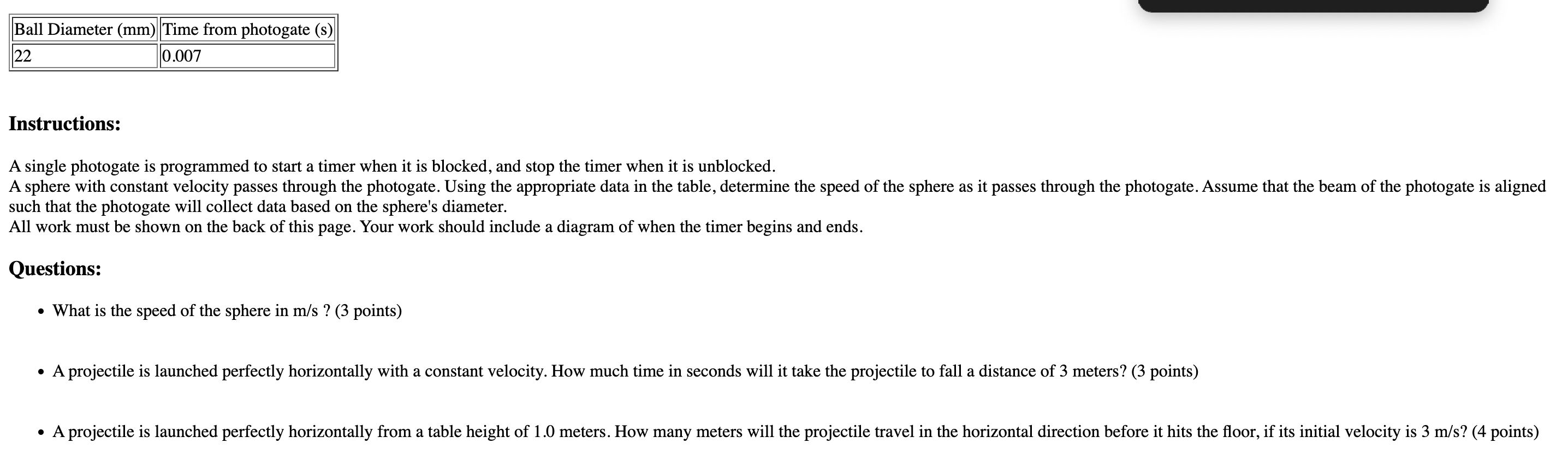 Solved Instructions:A single photogate is programmed to | Chegg.com