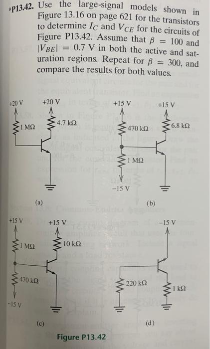 Solved P13.42. Use the large-signal models shown in Figure | Chegg.com
