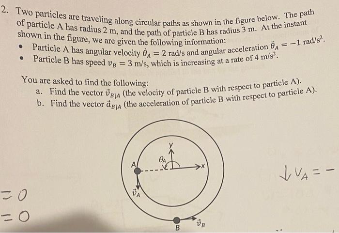 Solved . 2. Two particles are traveling along circular paths | Chegg.com