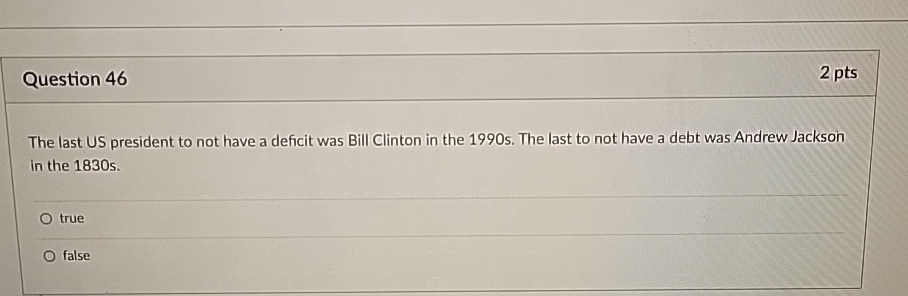 Solved Question 462 ﻿ptsThe last US president to not have a | Chegg.com