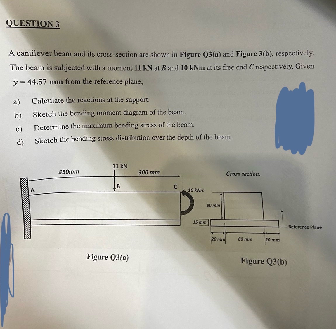 Solved QUESTION 3A cantilever beam and its cross-section are | Chegg.com