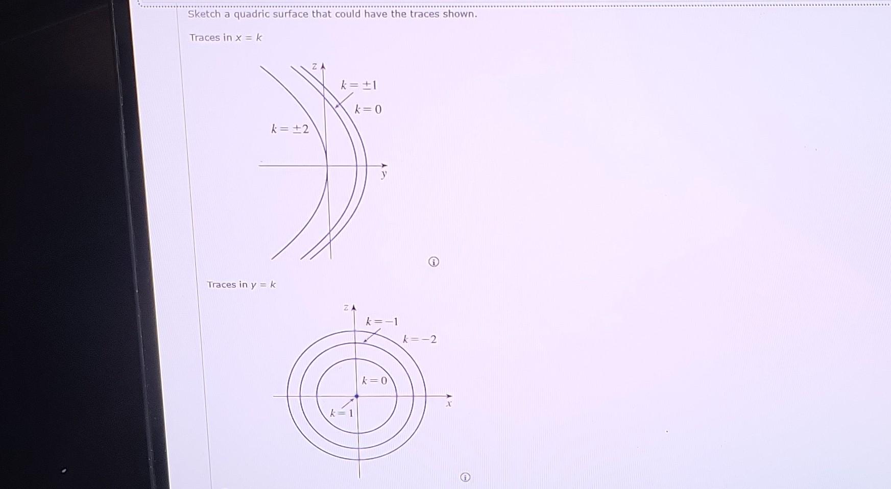 Solved Traces in x=k (i) Traces in y=k | Chegg.com