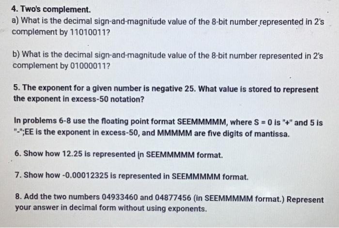 Solved 1. The 9's complement operation. a) Find the 9's | Chegg.com