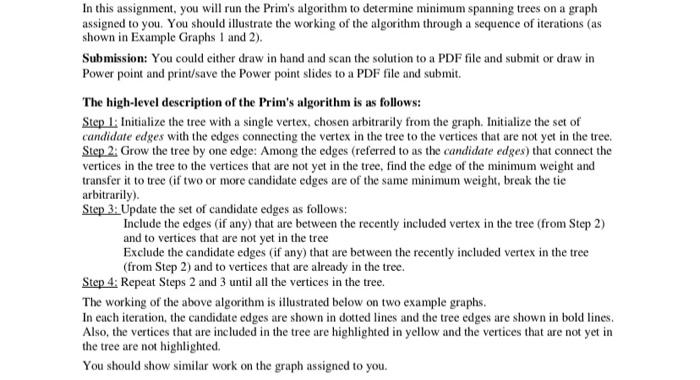 Solved In this assignment, you will run the Prim's algorithm | Chegg.com