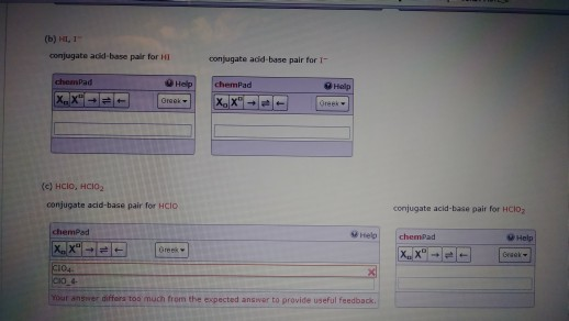 Solved (b) H1 conjugate acid-base pair for HI conjugate | Chegg.com