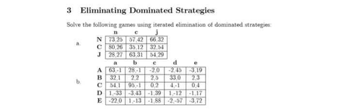 Solved 3 Eliminating Dominated Strategies Solve the | Chegg.com