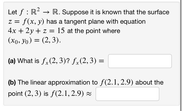 Solved Let f:R2→R. Suppose it is known that the surface | Chegg.com