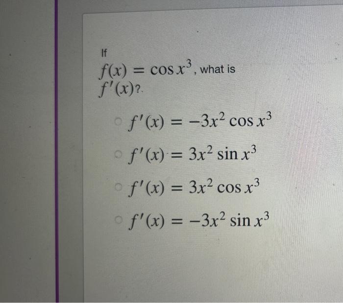 Solved f(x)=sinxcosx, what is f′(x) ? | Chegg.com