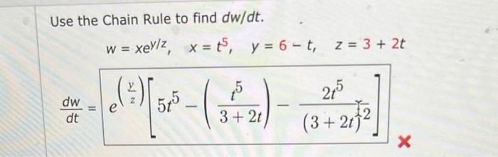 Use the Chain Rule to find dw/dt. | Chegg.com