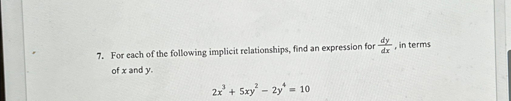 Solved For each of the following implicit relationships, | Chegg.com