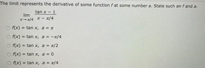 Solved h The limit represents the derivative of some | Chegg.com