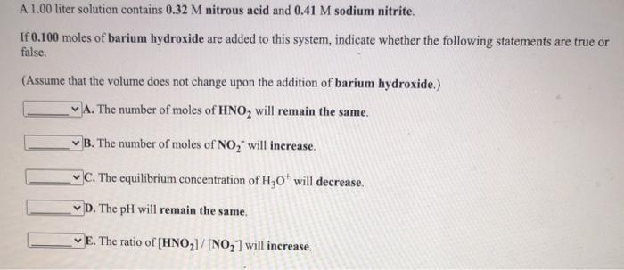Solved A 1.00 liter solution contains 0.32 M nitrous acid | Chegg.com