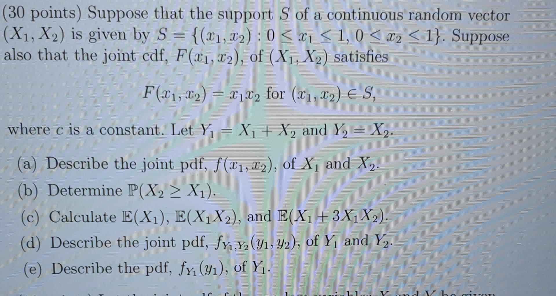Solved (30 points) Suppose that the support S of a | Chegg.com