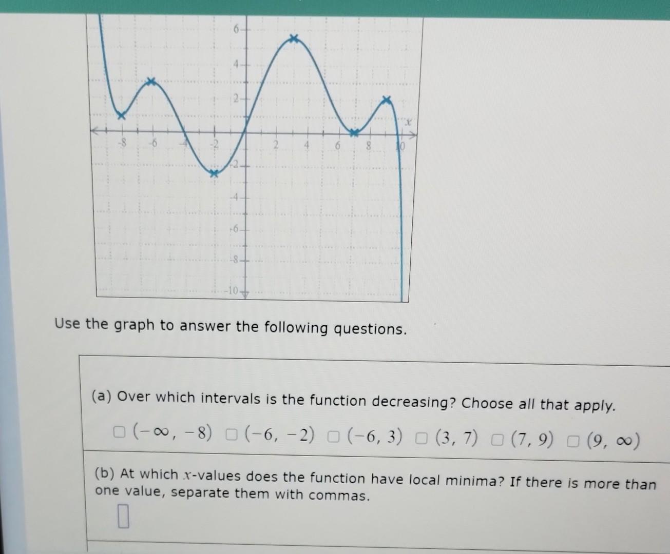 Solved a) over which intervals is the function decreasing | Chegg.com