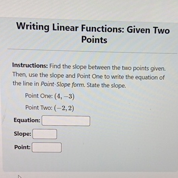 Solved Writing Linear Functions: Given Two | Chegg.com