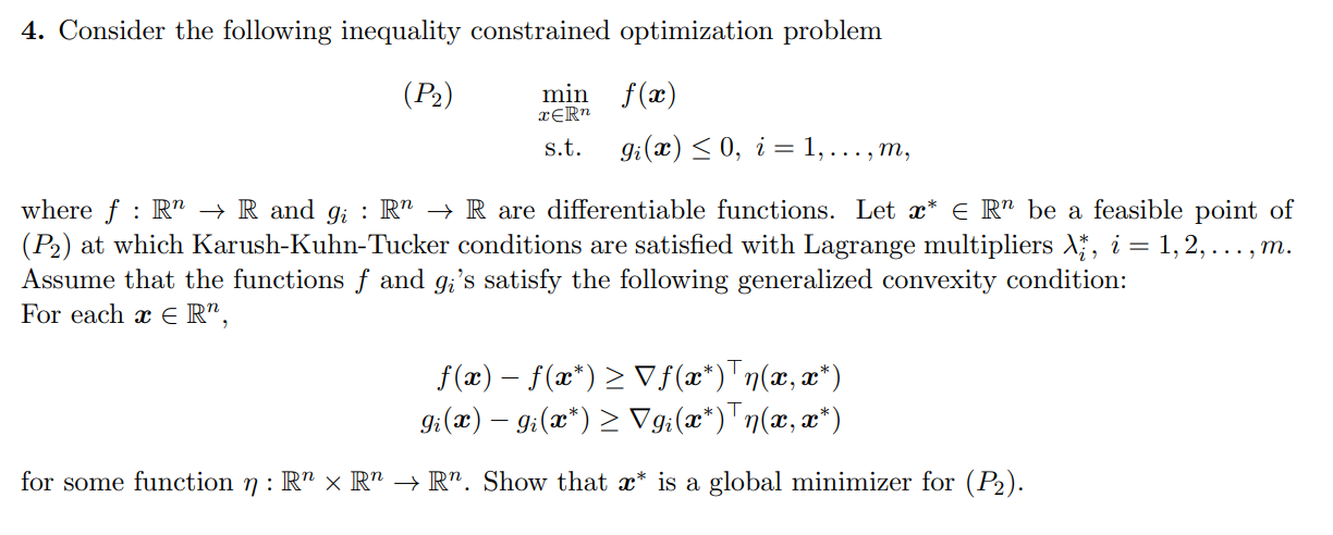 Solved Consider the following inequality constrained | Chegg.com