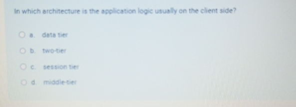 Solved In which architecture is the application logic | Chegg.com