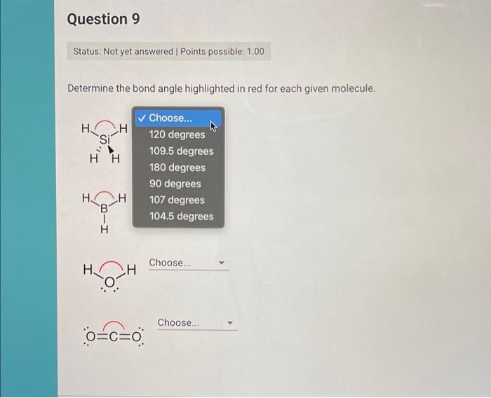 Solved Determine the bond angle highlighted in red for each | Chegg.com