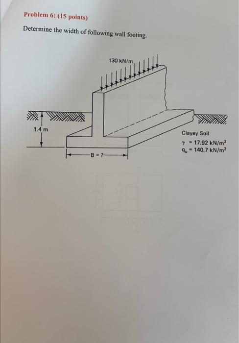 Solved Determine the width of following wall footing. | Chegg.com