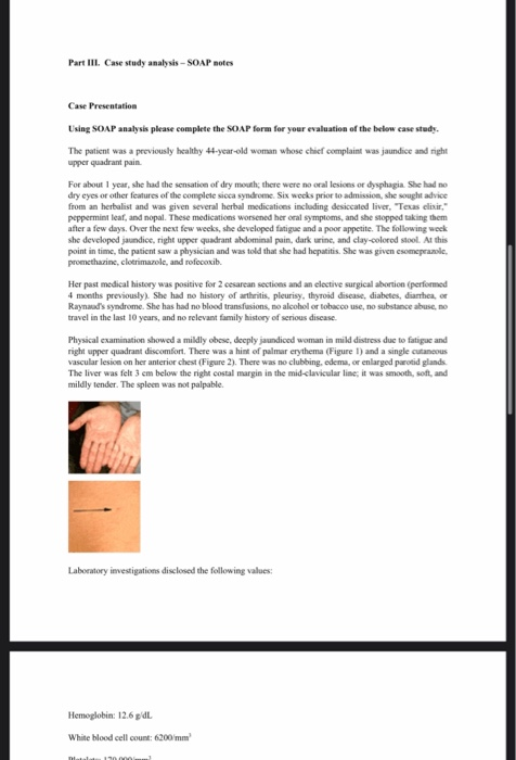 Part III. Case study analysis - SOAP notes Case | Chegg.com