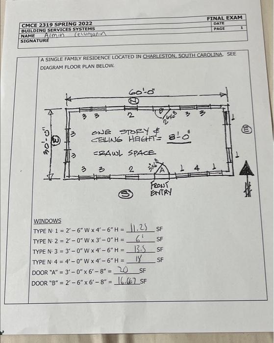 Solved FINAL EXAM DATE CMCE 2319 SPRING 2022 BUILDING | Chegg.com
