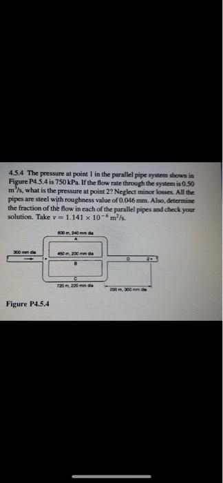 Solved 4.5.4 The pressure at point 1 in the parallel pipe | Chegg.com