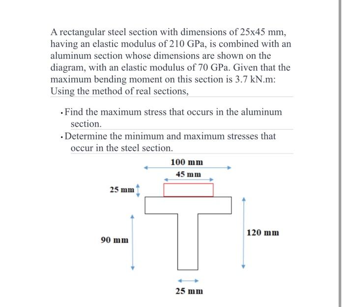 A rectangular steel section with dimensions of 25×45 | Chegg.com