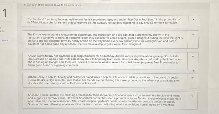 Solved Marketers Use of Learning TheoriesMatch each of the | Chegg.com