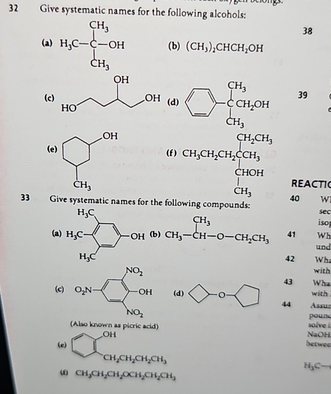 Solved 32 33 Give systematic names for the following | Chegg.com