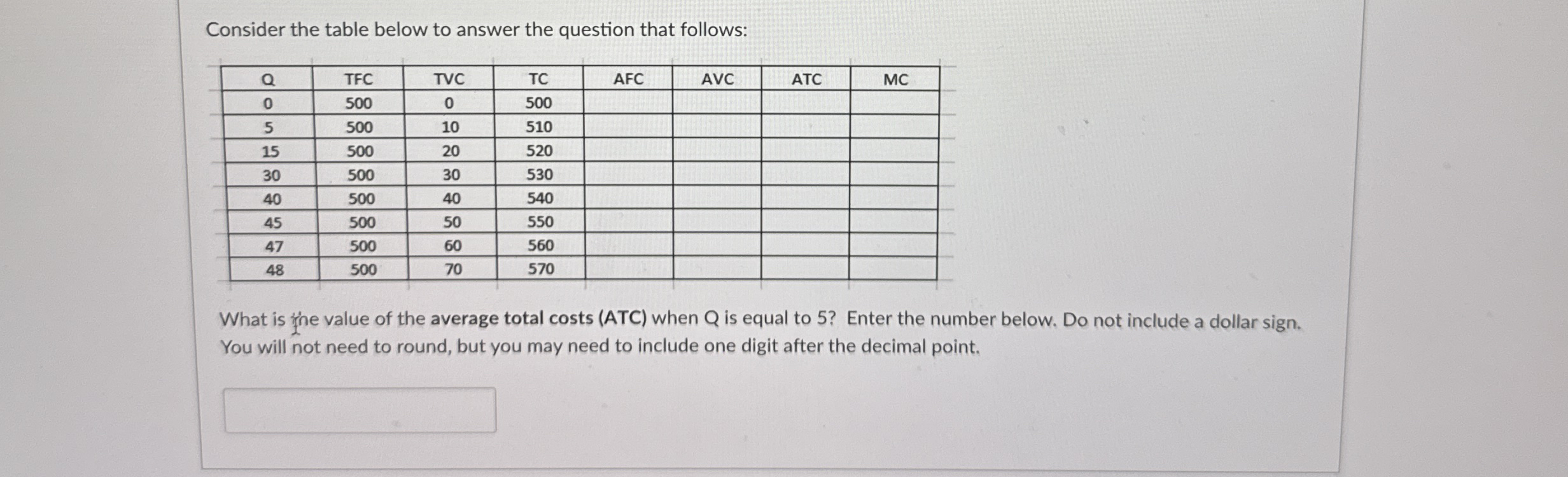 Solved Consider the table below to answer the question that | Chegg.com