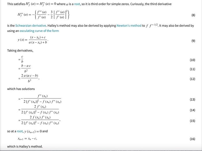 Solved Write A Matlab Code To Inplement Halleys Method 